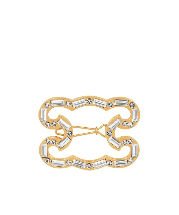 Celine Triomphe Strass Hair Clip In Brass With Gold Finish - Golden