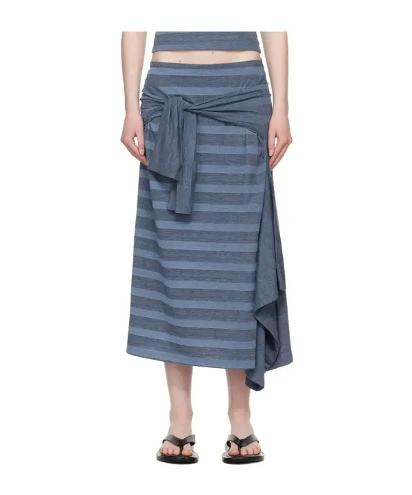Our Legacy Striped Asymmetrical Tie-front Skirt - Blue