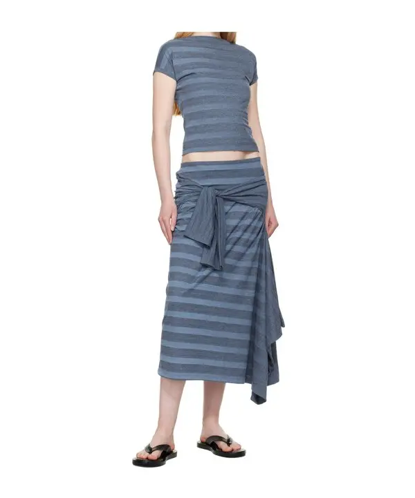 Our Legacy Striped Asymmetrical Tie-front Skirt