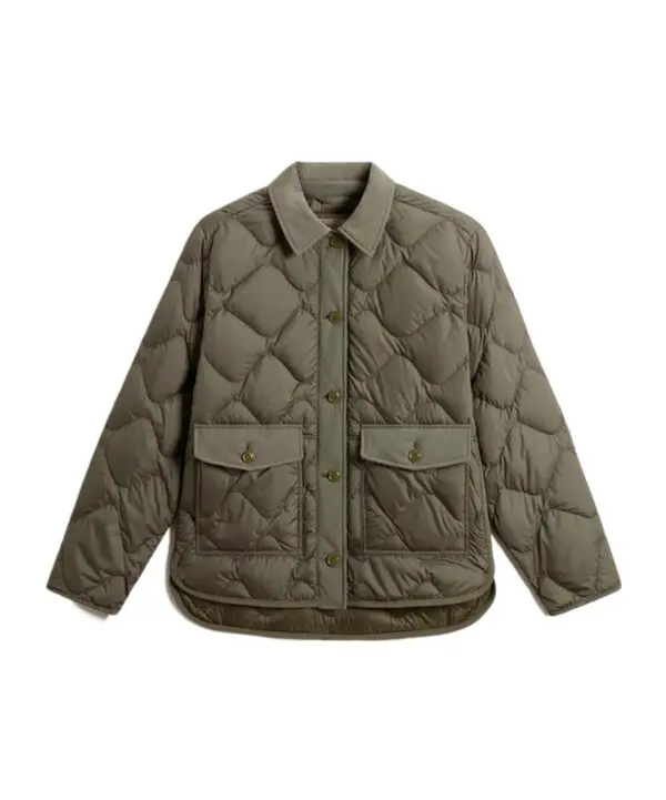 Woolrich Heritage Stand Up Collar Quilted Jacket - Dark Green
