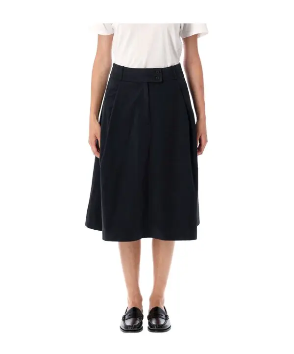 A.p.c. Pleated Cotton Midi Skirt