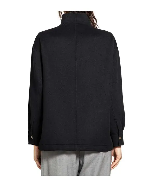 Max Mara Stand Collar Zip Up Jacket - Black