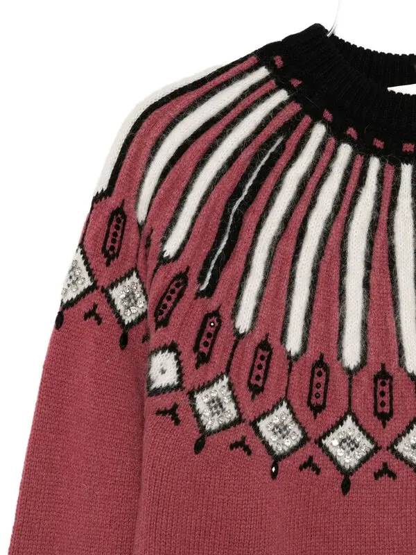 SEMICOUTURE Adriane Embellished Patterned Sweater - Mix Color