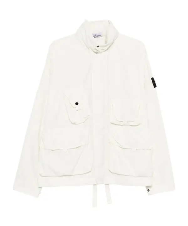 Stone Island Zip Up Jacket With Stand Collar