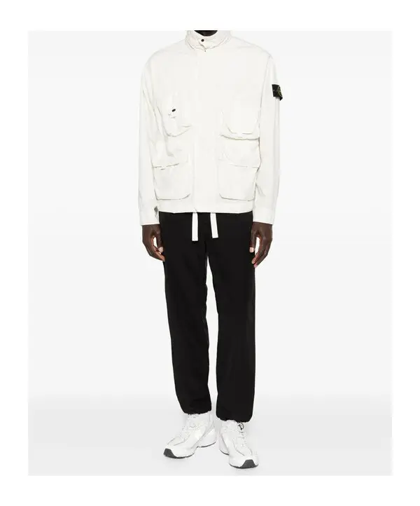 Stone Island Zip Up Jacket With Stand Collar