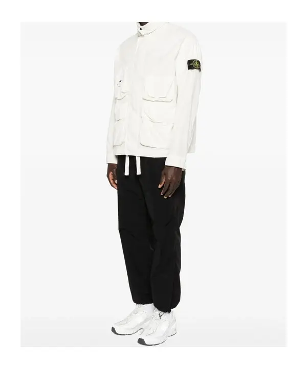 Stone Island Zip Up Jacket With Stand Collar