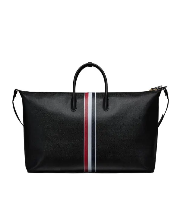 Thom Browne Duffle Bag With Signature Stripe - Black