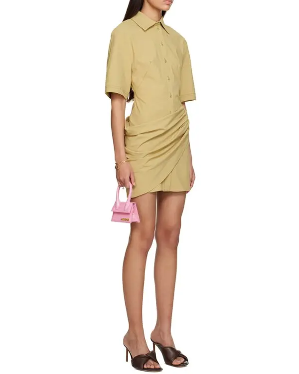 Jacquemus Draped Mini Shirt Dress - Nude
