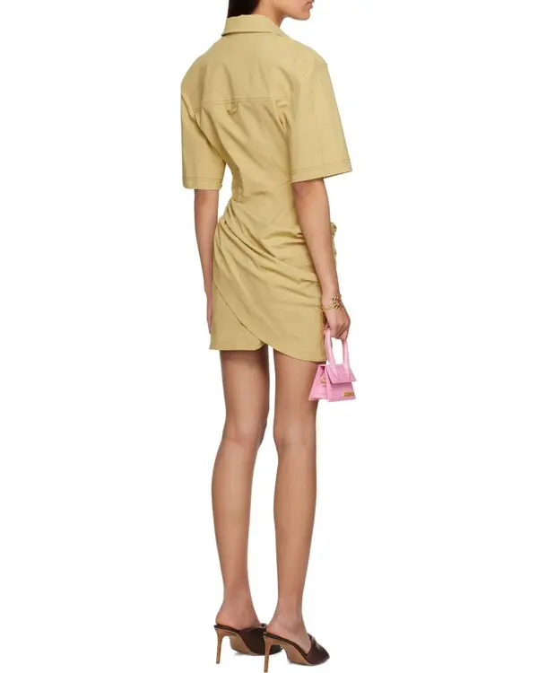Jacquemus Draped Mini Shirt Dress - Nude