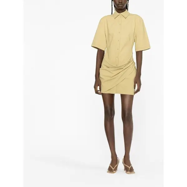 Jacquemus Draped Mini Shirt Dress - Nude