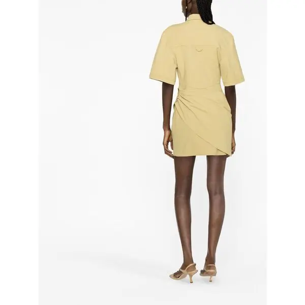 Jacquemus Draped Mini Shirt Dress - Nude
