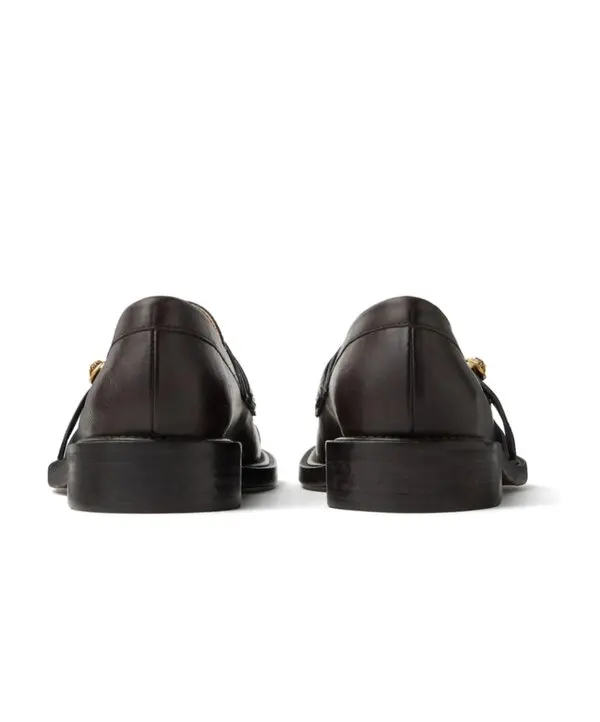 Versace Round Toe Loafers With Medusa Buckle - Black