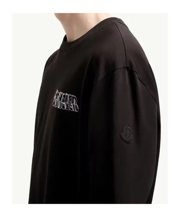 Moncler Sketch Embroidered Logo Crewneck T-shirt - Black