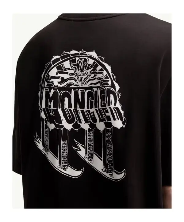 Moncler Sketch Embroidered Logo Crewneck T-shirt - Black