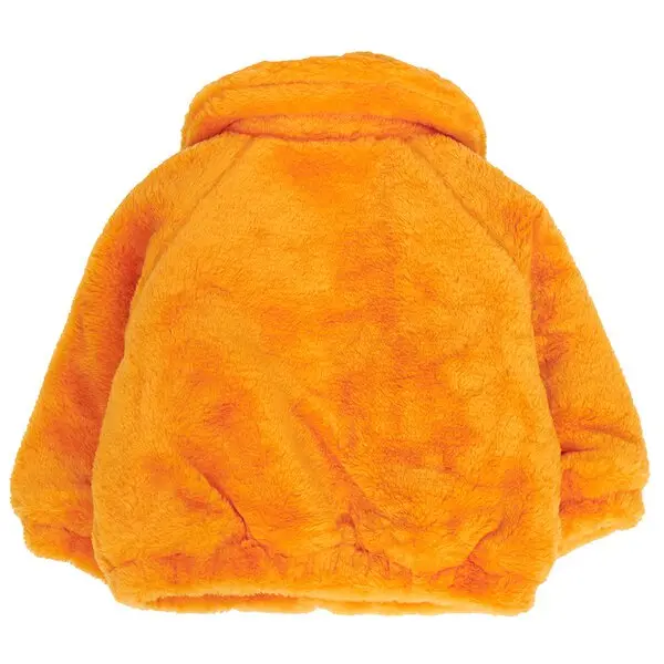 MINI RODINI Faux Fur Panda Patch Bomber Jacket