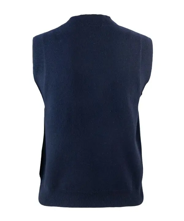 A.p.c. Sleeveless Crewneck Knitted Gilet With Diamond Pattern - Navy