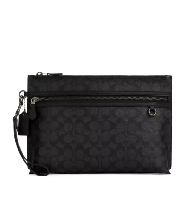 COACH Carry All Pouch In Signature Canvas - Bronze/carbon Gray/black