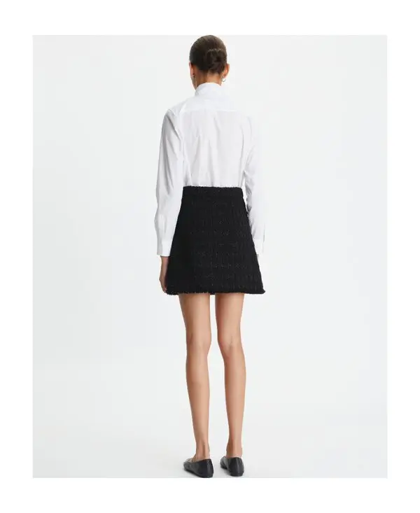 Tory Burch A-line Tweed Mini Skirt With Tassel Hem