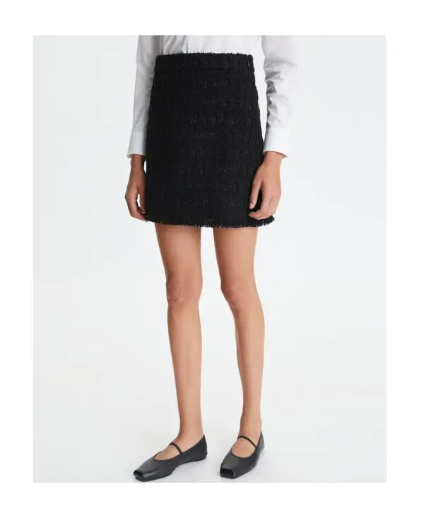 Tory Burch A-line Tweed Mini Skirt With Tassel Hem
