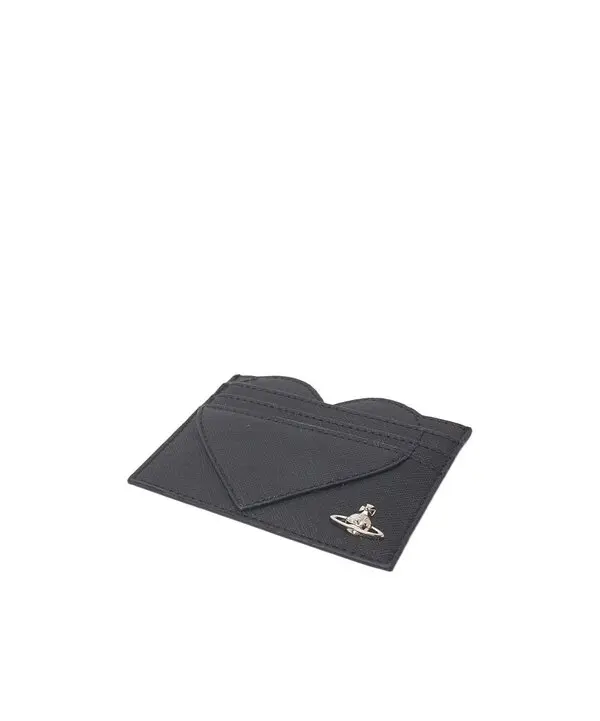 VIVIENNE WESTWOOD Heart Logo Card Holder Wallet - Black
