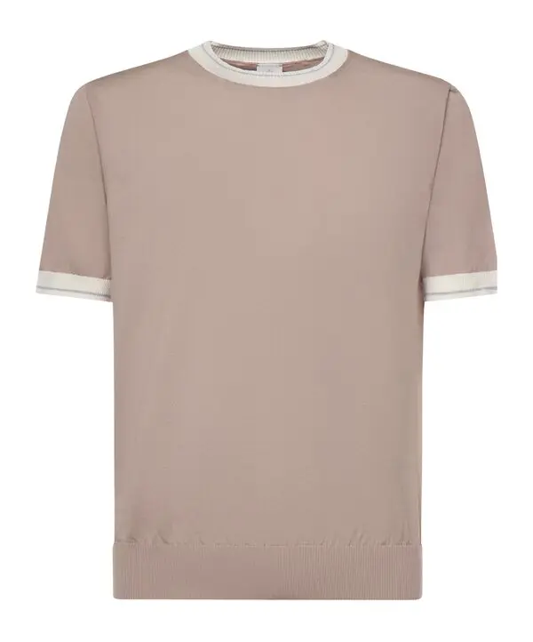 Eleventy Contrast Trim Crew Neck T-shirt - Nude