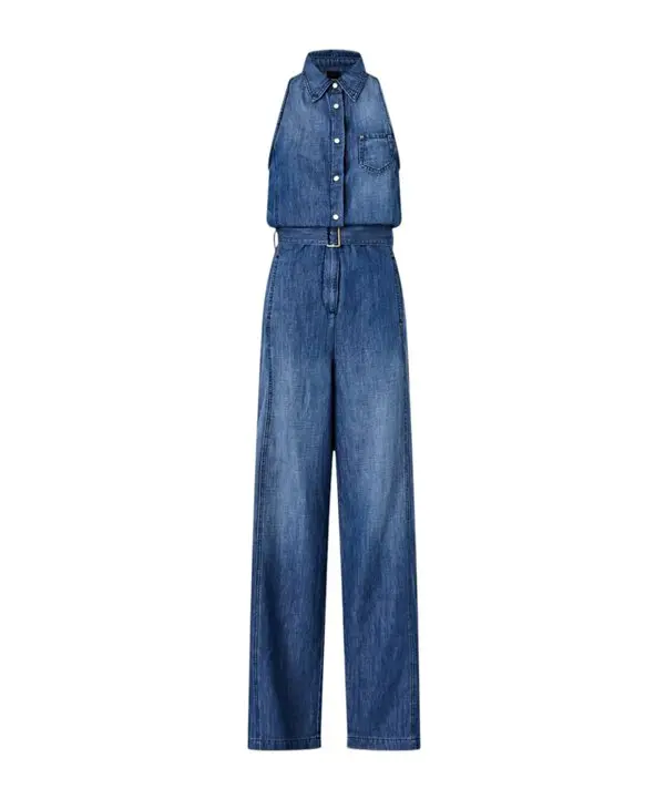 Pinko Belted Sleeveless Wide-leg Jumpsuit - Blue