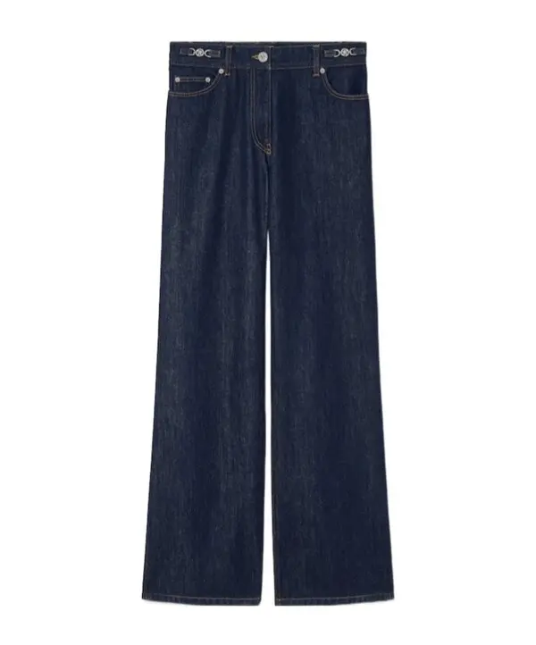 Versace Logo-patch Straight Leg Jeans - Blue