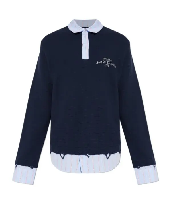 MISBHV Distressed Polo Shirt - Navy