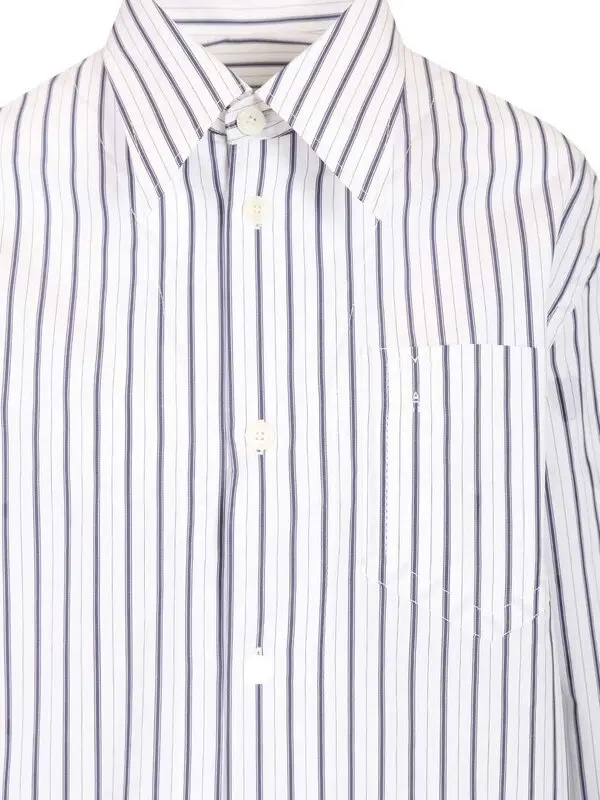 AMI Paris De Coeur Striped Curved Hem Shirt