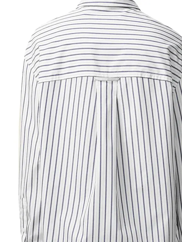 AMI Paris De Coeur Striped Curved Hem Shirt