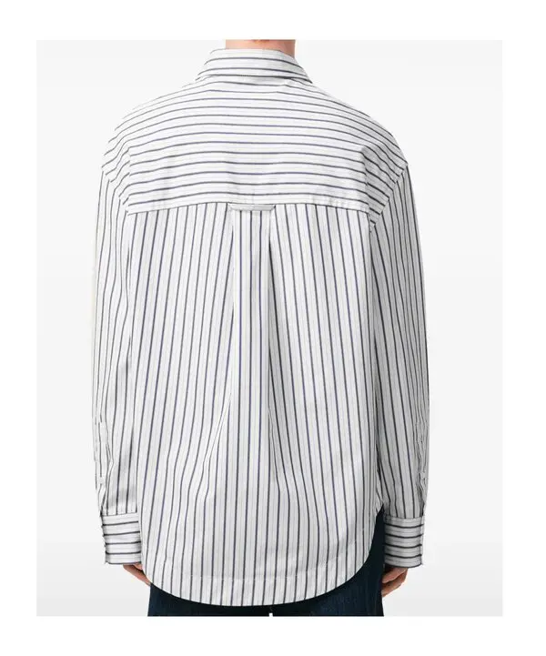 AMI Paris De Coeur Striped Curved Hem Shirt
