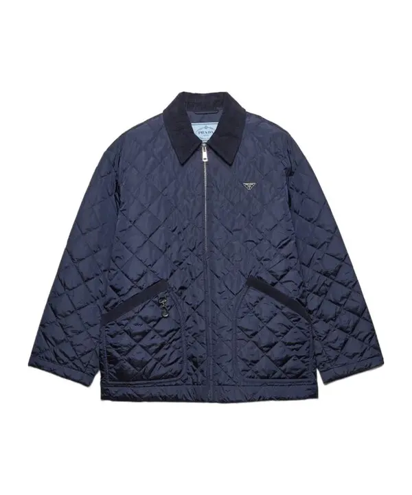 Prada Re-nylon Triangle-logo Quilted Jacket - Blue