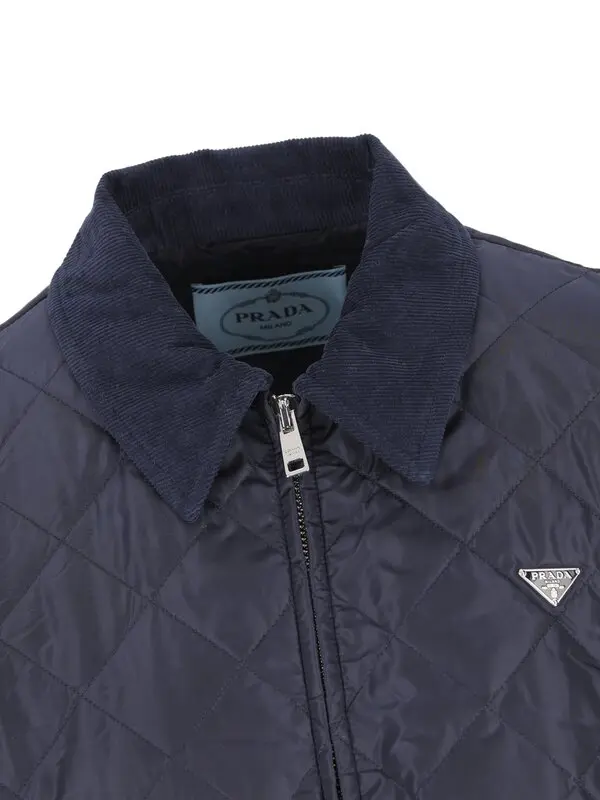 Prada Re-nylon Quilted Jacket With Enamel Triangle Logo