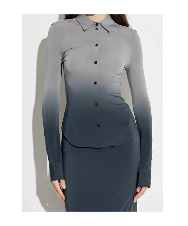 Alaïa Gradient Jersey Shirt With Classic Collar And Button Fastening - Gray
