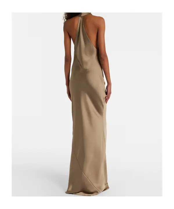 Norma Kamali Bias Draped Halterneck Satin Gown