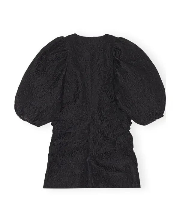 GANNI V-neck Puff Sleeve Blouse With Pleated Details