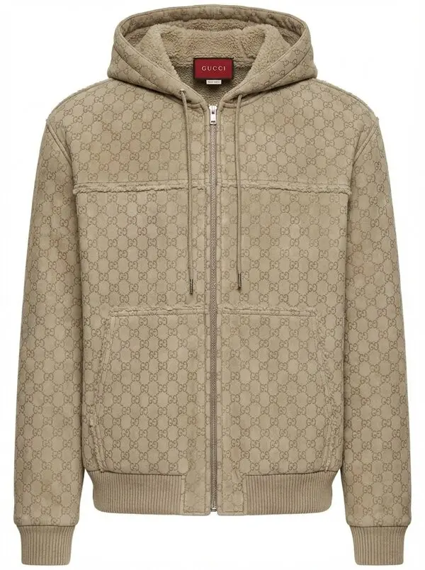 Gucci Frayed Detail Hooded Bomber Jacket