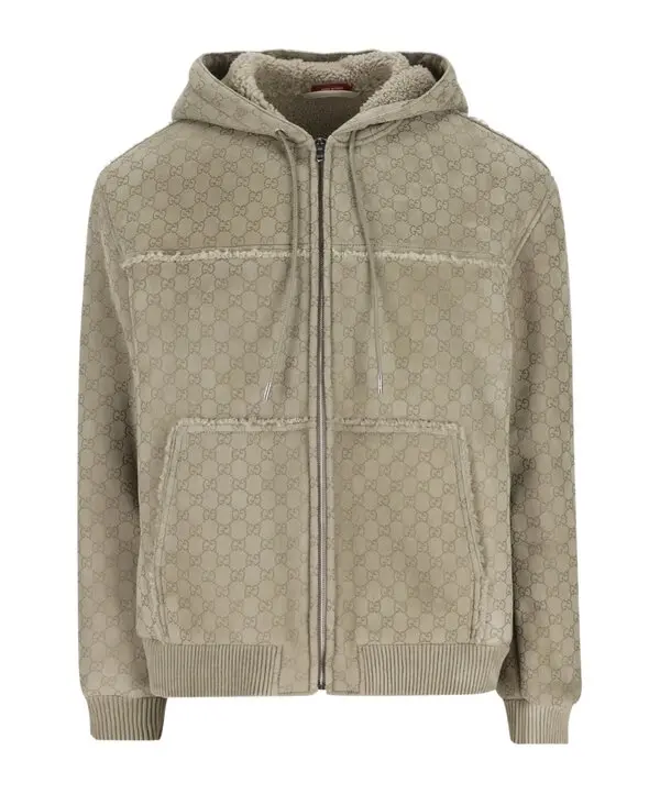 Gucci Frayed Detail Hooded Bomber Jacket