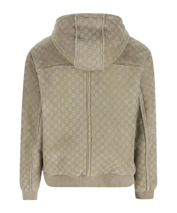Gucci Frayed Detail Hooded Bomber Jacket
