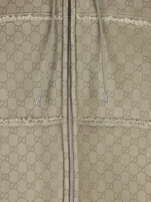 Gucci Frayed Detail Hooded Bomber Jacket