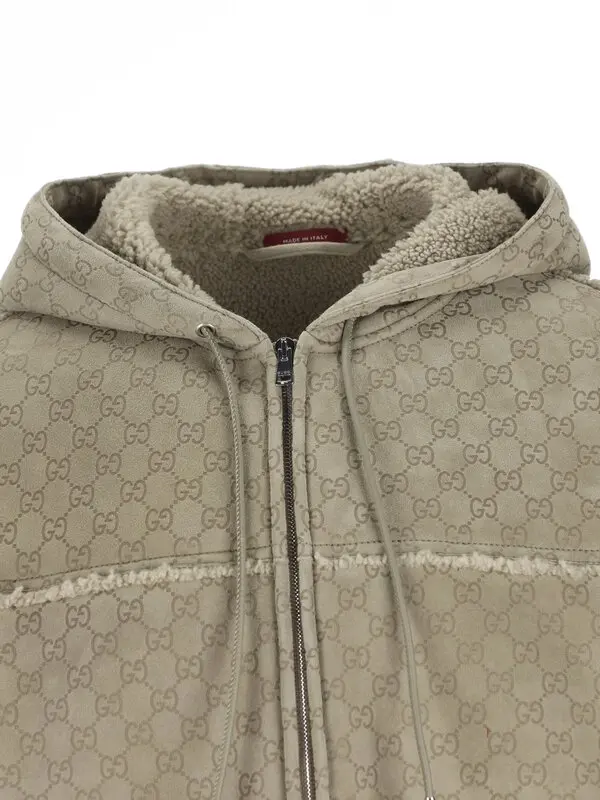 Gucci Frayed Detail Hooded Bomber Jacket