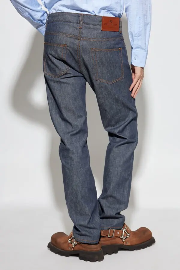 Etro Logo Patch Tapered Jeans - Black
