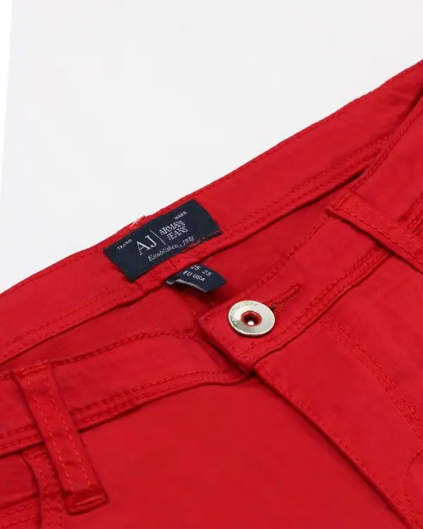 Emporio Armani Logo Straight Leg Jeans - Red