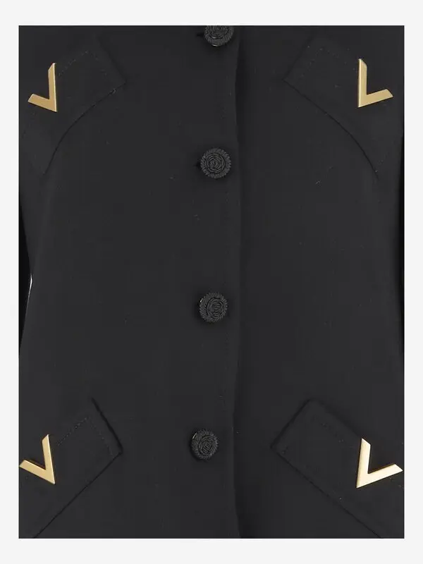 Valentino Garavani V-shaped Button Coat - Black