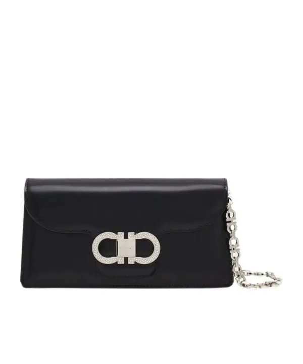 FERRAGAMO Mini Bag Double Gancini Chain - Black