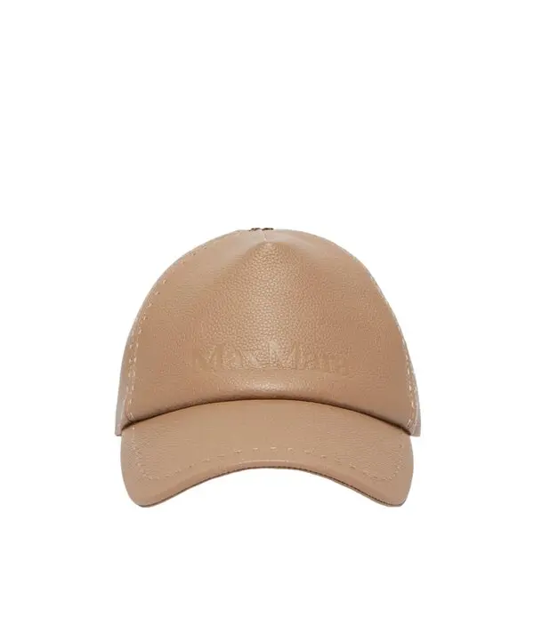 Max Mara Tumbled Calfskin Baseball Cap - Mud