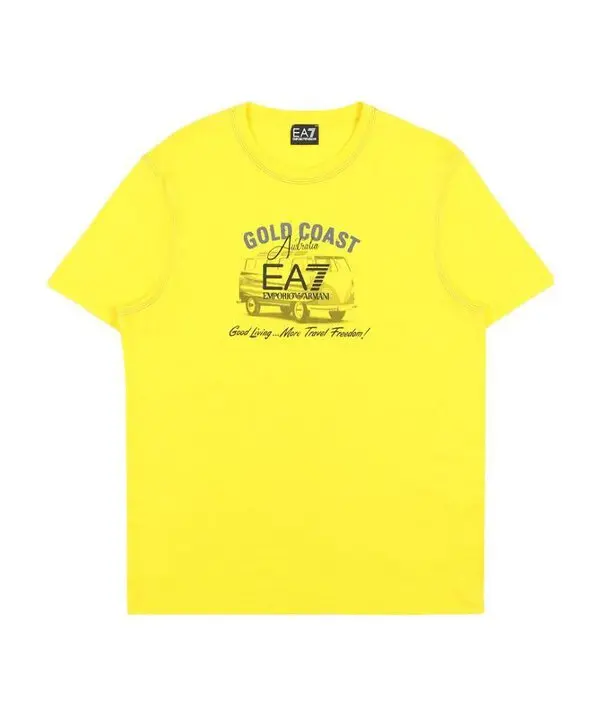 EA7 Logo T-shirt With Round Neck - Yellow