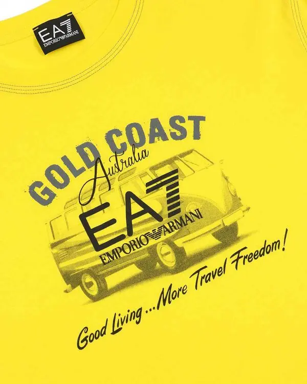 EA7 Logo T-shirt With Round Neck - Yellow