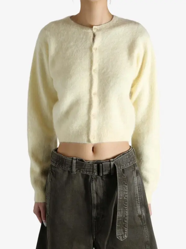 Auralee Garment-dyed Knit Crew-neck Cardigan - No