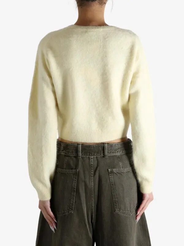 Auralee Garment-dyed Knit Crew-neck Cardigan - No